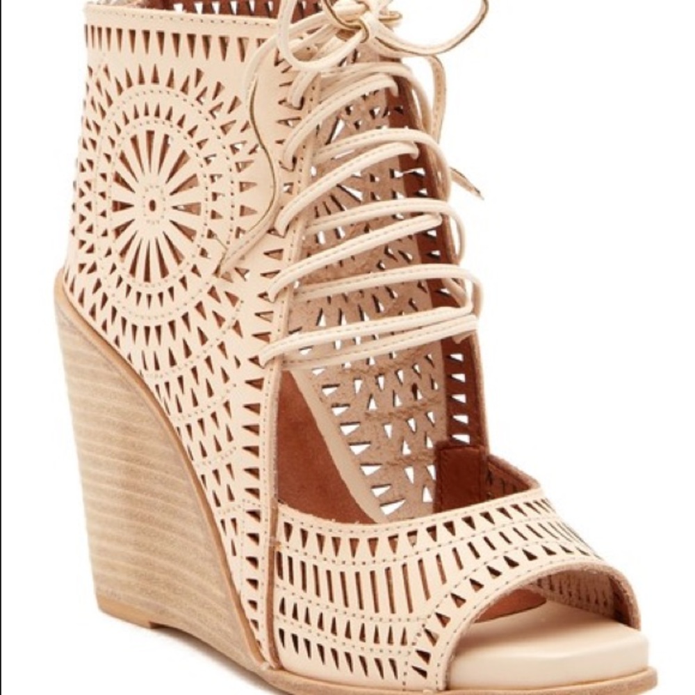 Jeffery Campbell Laser Cut Wedges Leather - Gem
